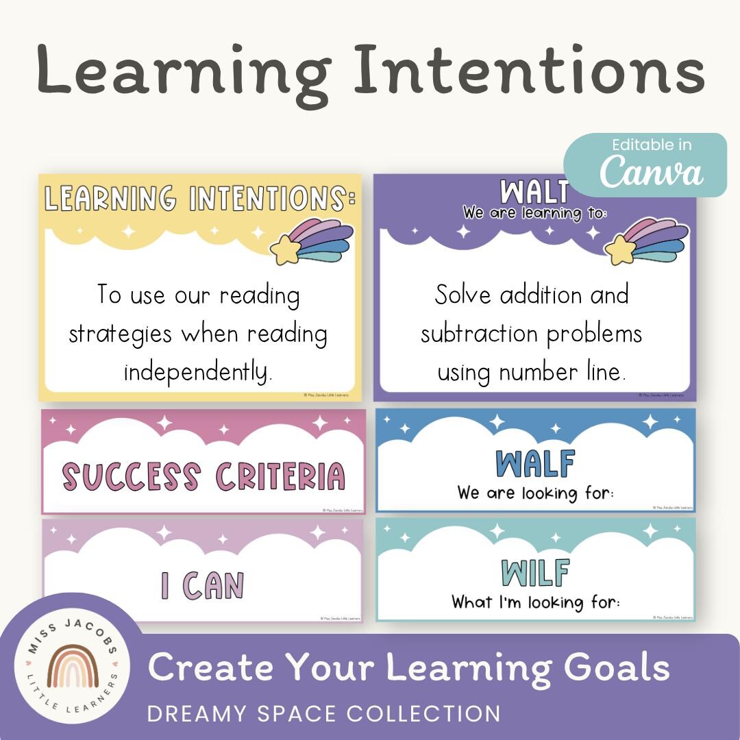 Learning Intentions and Success Criteria Posters: Dreamy Space Pastel ...