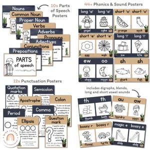 English Posters Bundle BOHO PLANTS Rustic Classroom Decor - Etsy