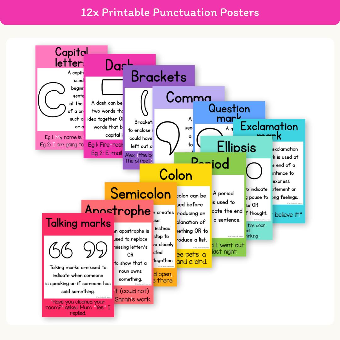 Punctuation Posters | RAINBOW BRIGHTS - Etsy