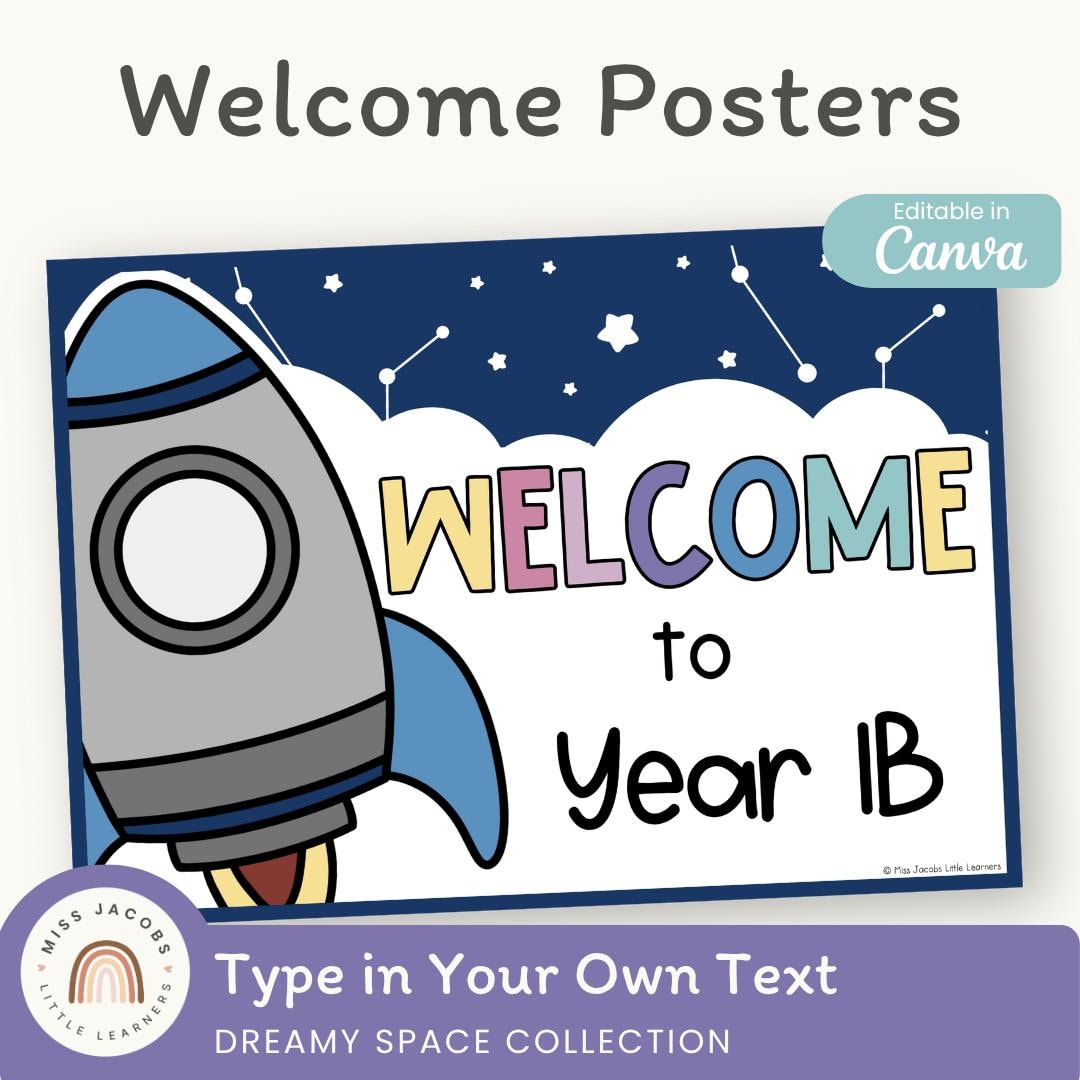 Welcome Sign Posters Dreamy Space Theme: Pastel Galaxy Door Sign ...