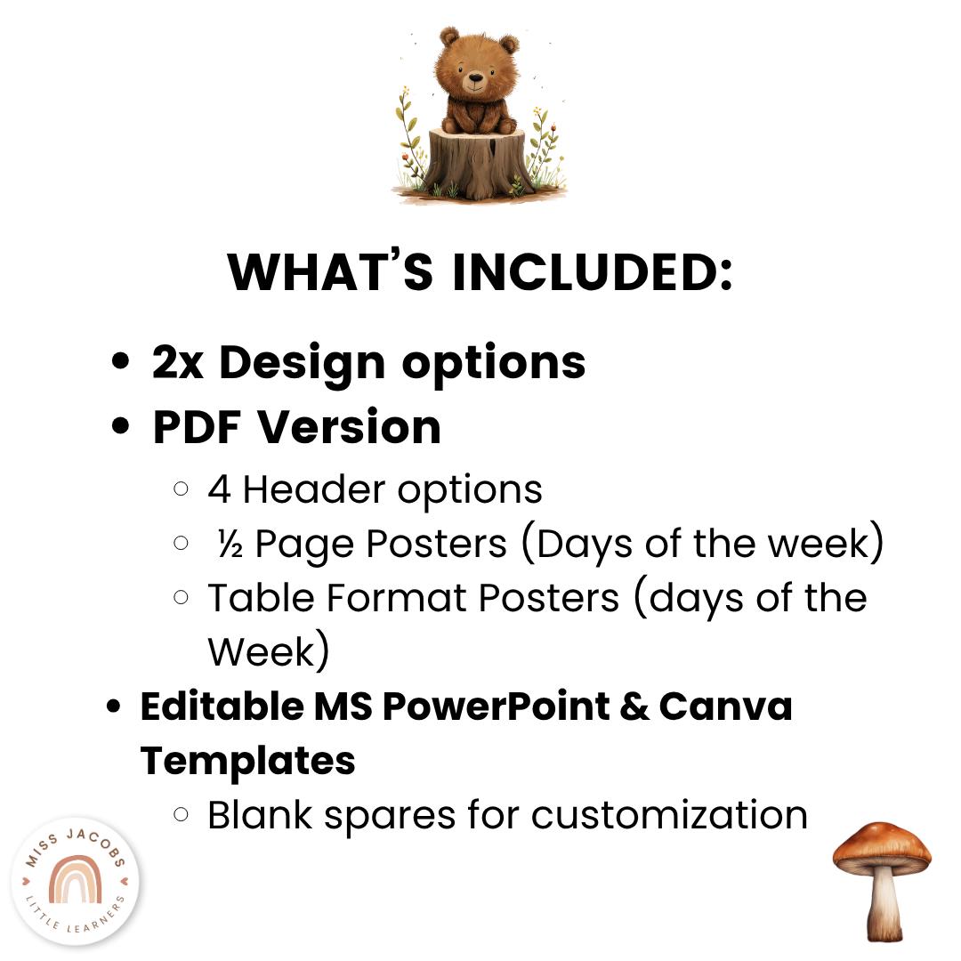Woodland News Roster Show & Tell Display, Editable Sharing Time Chart ...