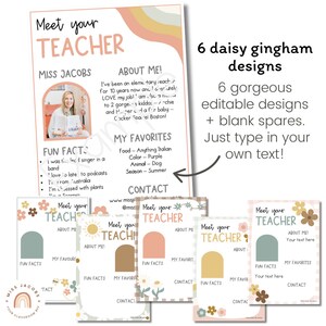 Meet the Teacher Templates Daisy Gingham Neutrals Classroom Decor - Etsy