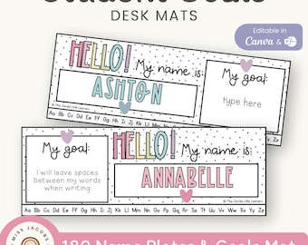 Student Name & Goals Plates | SPOTTY PASTELS | EDITABLE - Etsy