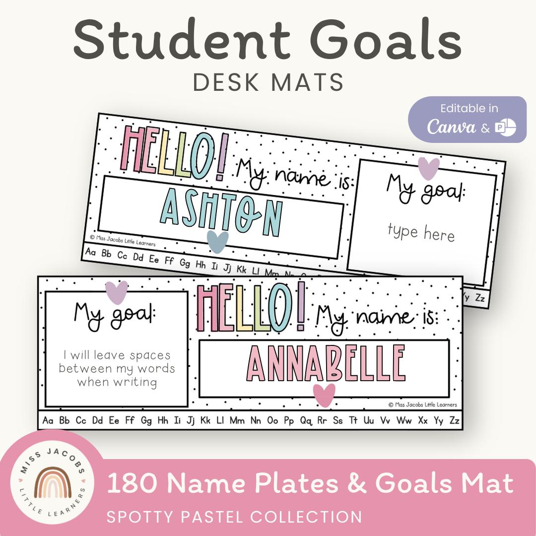 Student Name & Goals Plates | SPOTTY PASTELS | EDITABLE - Etsy