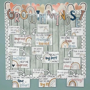 BOHO RAINBOW Growth Mindset Posters Neutral Rainbow Classroom Decor ...