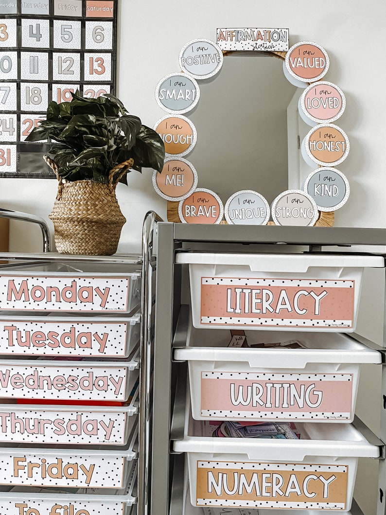 Teacher Trolley Labels 10 Drawer Cart Labels SPOTTY BOHO - Etsy
