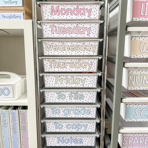 Teacher Trolley Labels | 10 Drawer Cart Labels | SPOTTY PASTELS ...