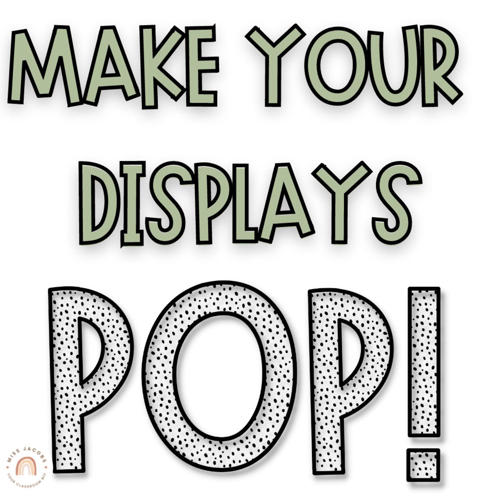 Modern Boho Bulletin Board Letters Display Editable Rustic Spotted ...