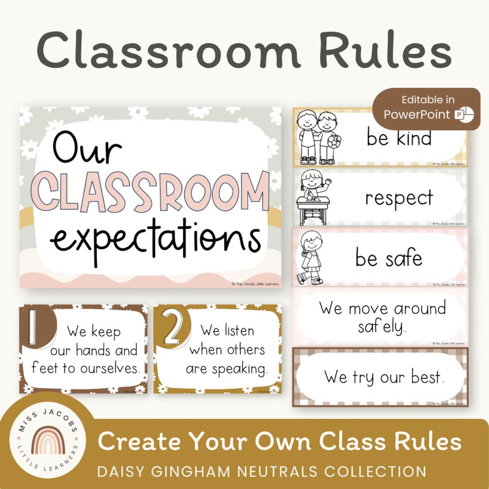 Classroom Rules Posters and Classroom Management Slips | Daisy Gingham ...