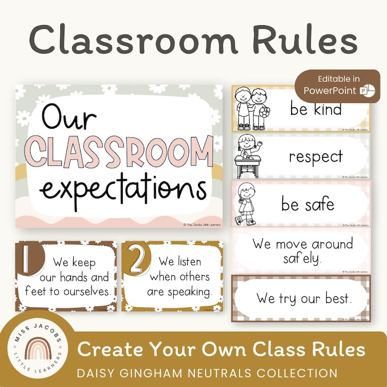 Classroom Rules Posters and Classroom Management Slips | Daisy Gingham ...