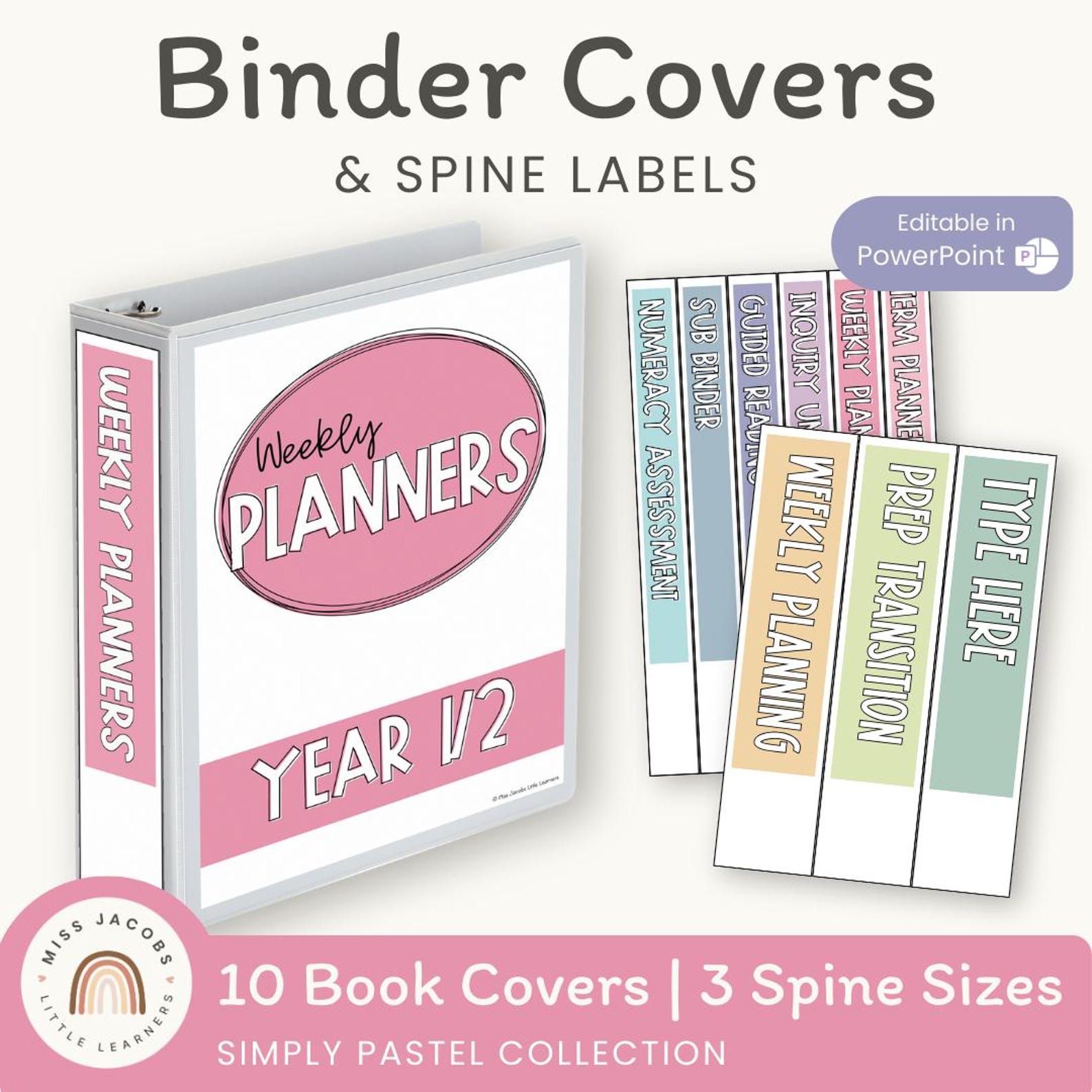 Binder Covers and Spines | PASTELS | Editable - Etsy