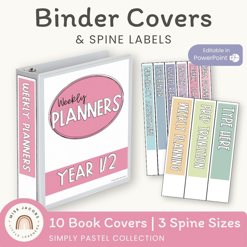 Binder Covers and Spines | PASTELS | Editable - Etsy