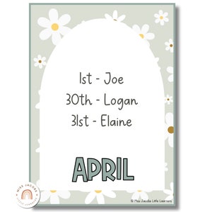 Birthday Display | Daisy Gingham Neutrals Classroom Decor - Etsy