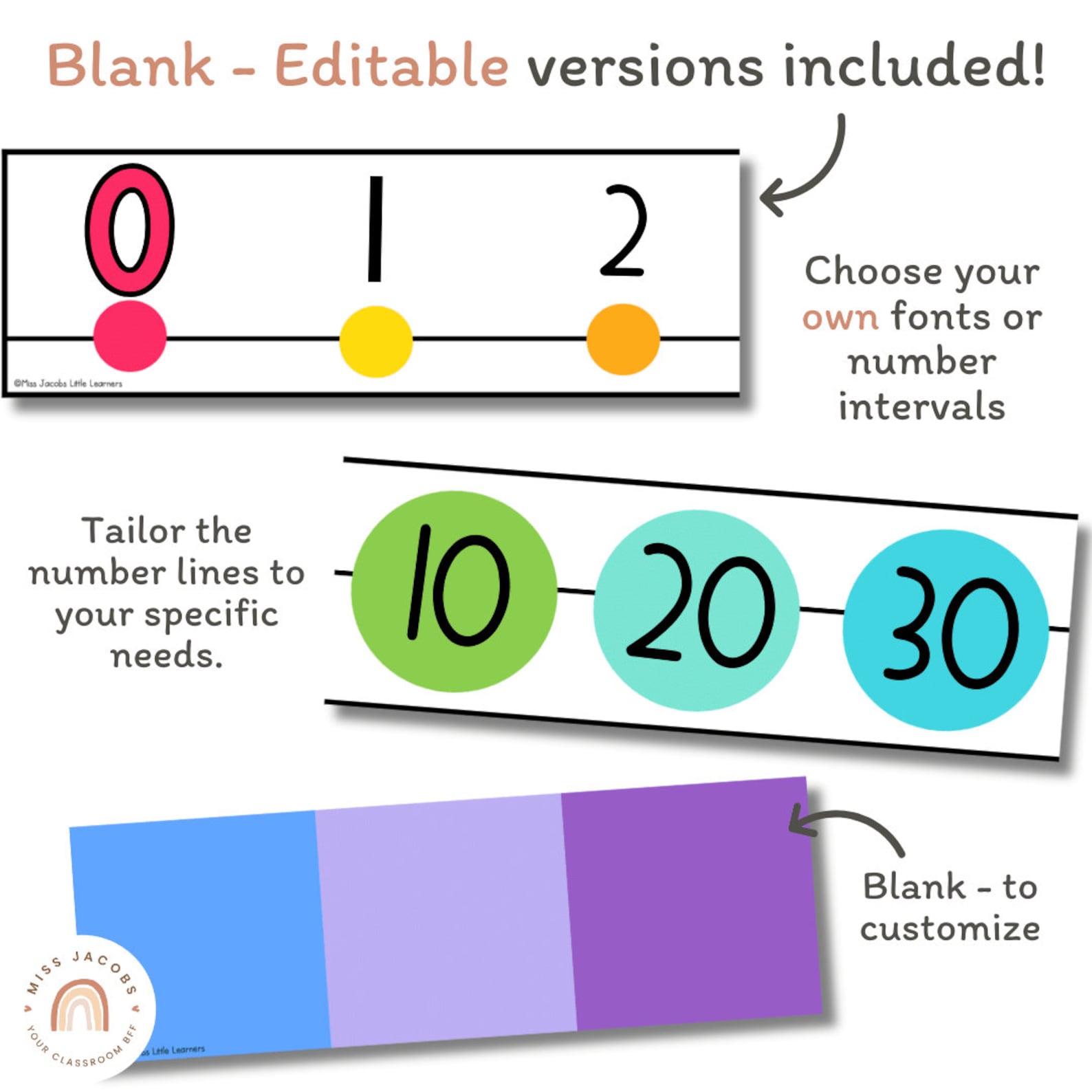 Classroom Number Line Display With Negatives | RAINBOW BRIGHTS - Etsy