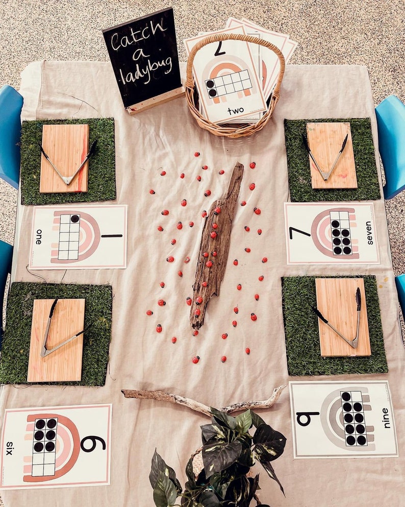 BOHO RAINBOW Number Posters Ten Frames Neutral Rainbow - Etsy