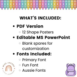 Shapes Posters, Cutesy Classroom Decor, Colorful Bright Educational ...