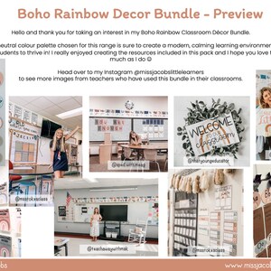 BOHO RAINBOW Classroom Decor Bundle Editable Neutral Rainbow Classroom ...