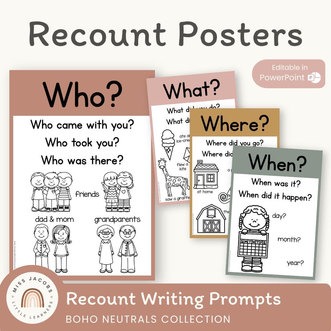 NEUTRAL Recount Posters | Boho Color Palette | Neutral Classroom Decor ...