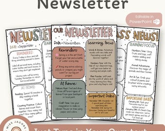 Classroom Newsletter Templates | Editable | Spotty Boho Classroom Theme ...