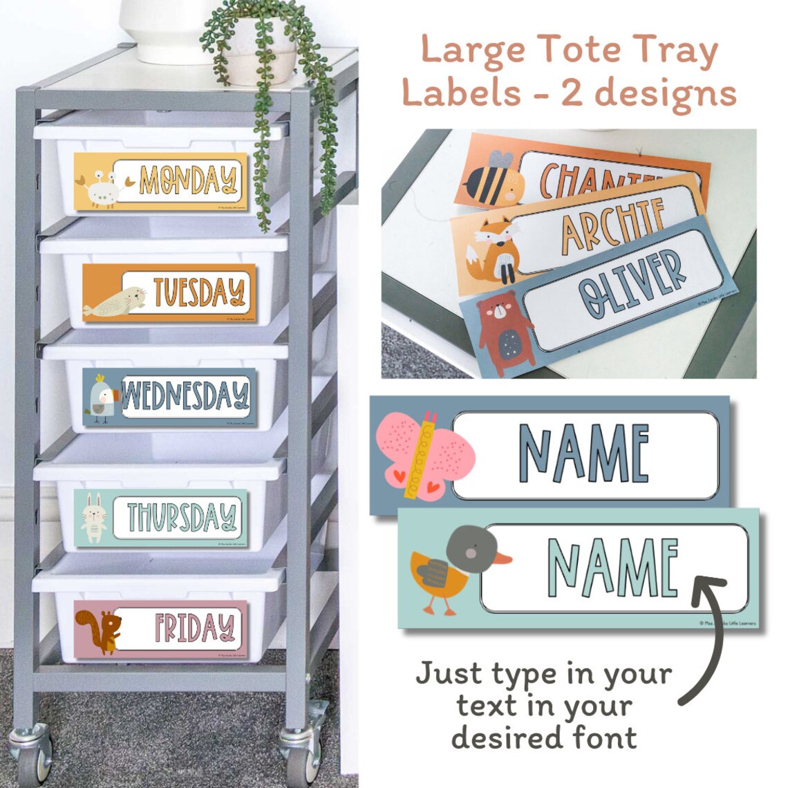 Cute Animal Classroom Labels Bundle | Editable Student Name Tags ...