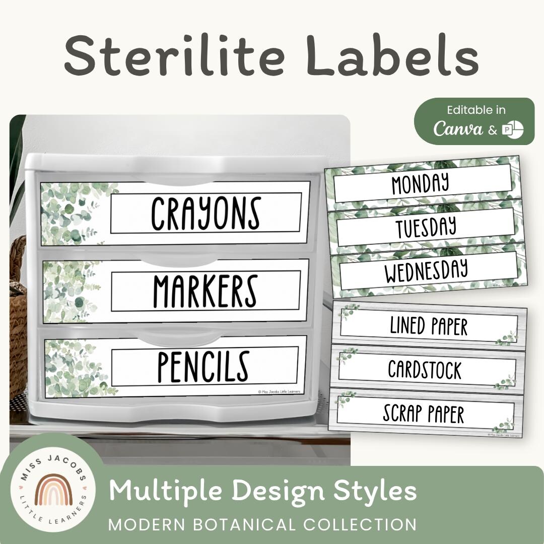 Editable Classroom Labels, Modern Botanical Name & Supply Tags, Tray ...