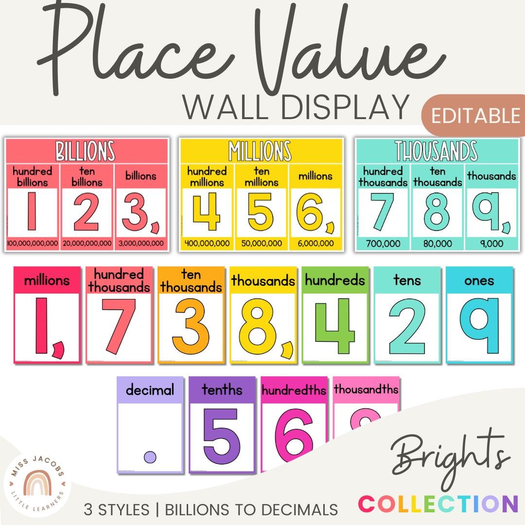 Place Value Display Posters | RAINBOW BRIGHTS - Etsy