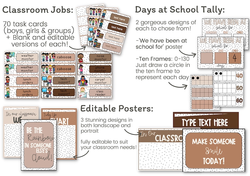 SPOTTY NEUTRALS Classroom Decor Bundle | B+W Neutrals | Ombré and ...