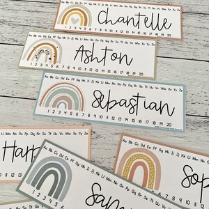 BOHO RAINBOW Classroom Labels & Student Desk Plates | Editable ...