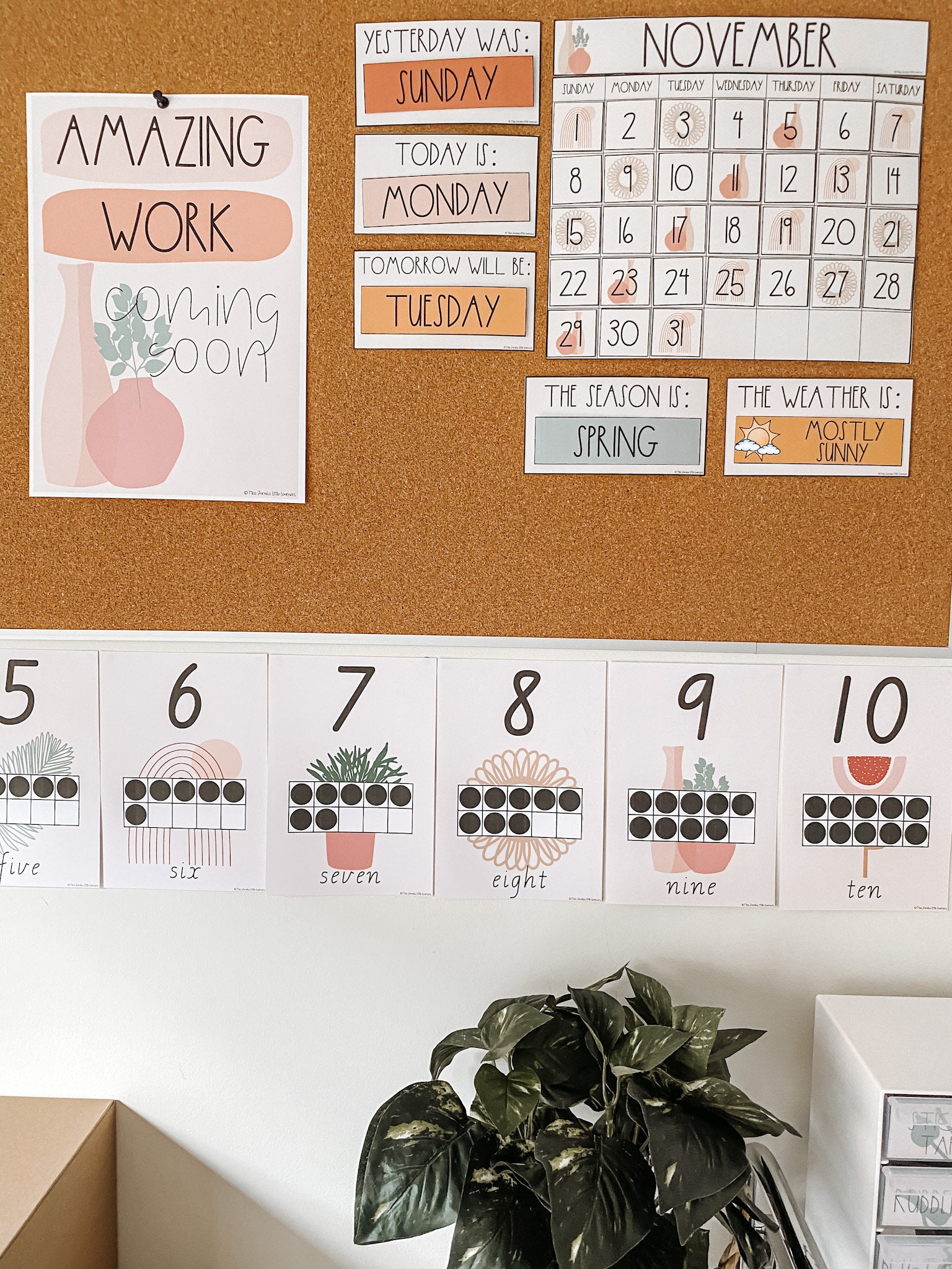 BOHO VIBES Number Posters Ten Frames Desert Neutral | Etsy