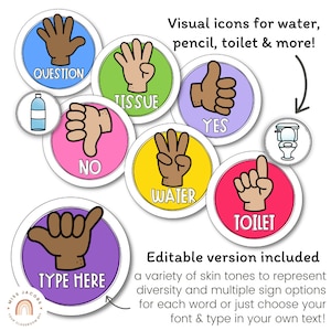 Hand Signals for Classroom | BRIGHTS | Editable Classroom Decor - Etsy