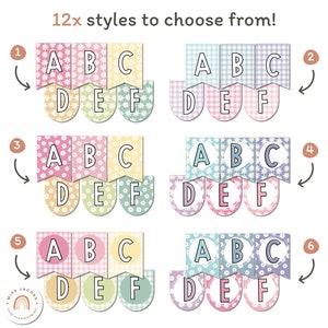 Bunting and Display Banners | Daisy Gingham Pastels Classroom Decor ...