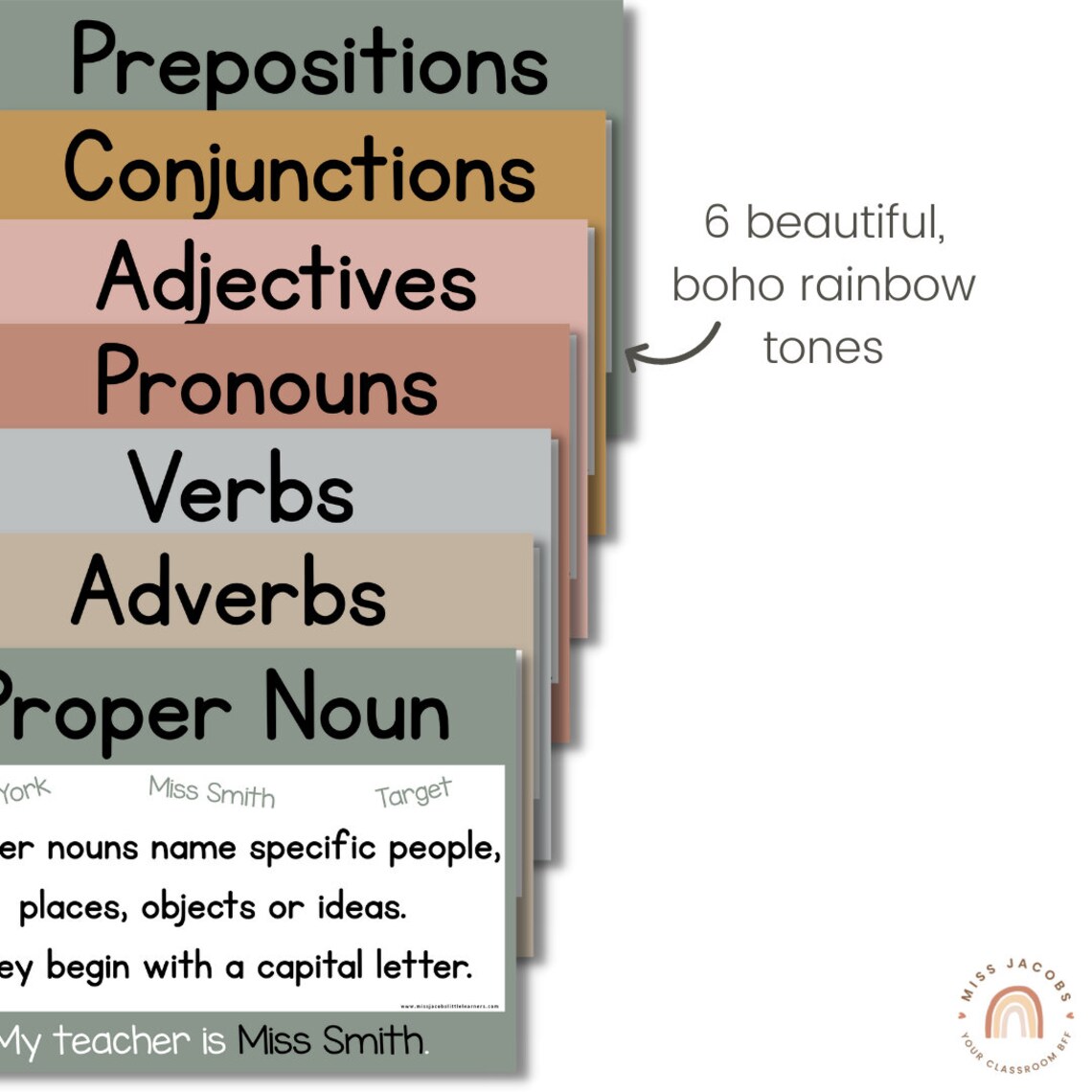 NEUTRAL Parts of Speech Posters | Boho Color Palette | Neutral ...