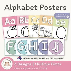Alphabet Posters | PASTELS | Muted Rainbow Decor | EDITABLE - Etsy