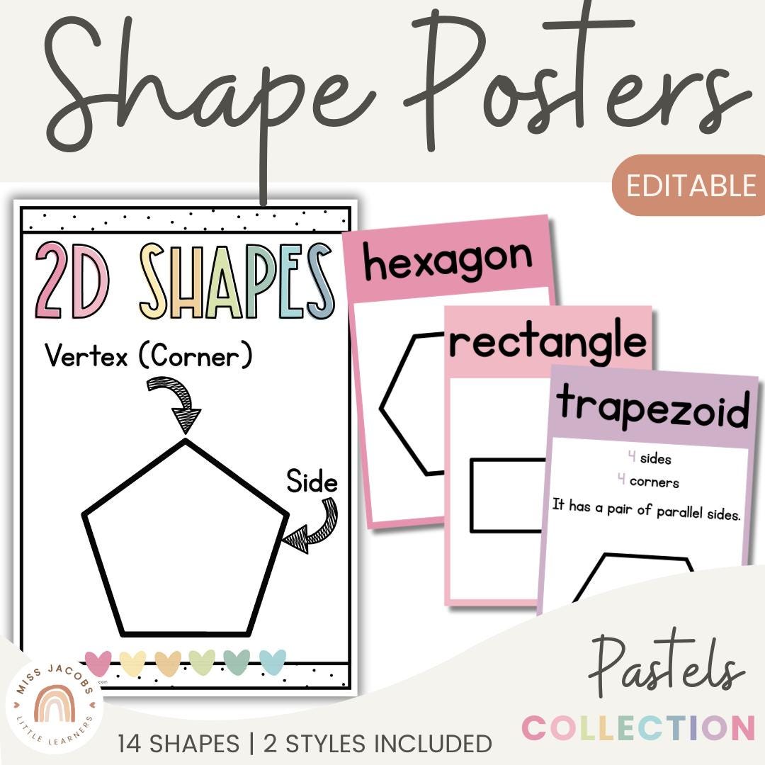 2D Shape Posters | Groovy PASTELS | Calming Pastel Classroom Decor to ...
