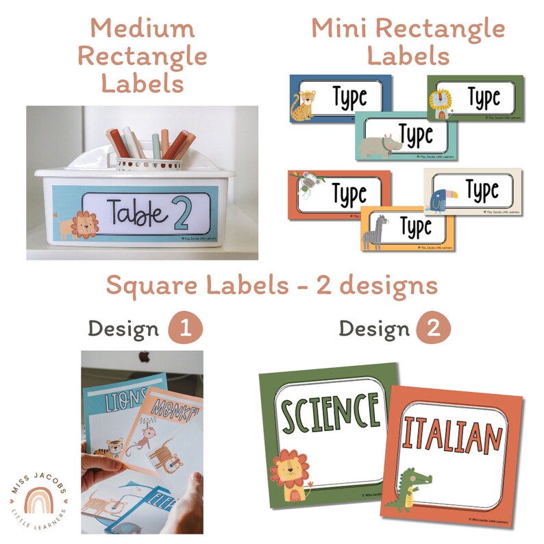 Cute Jungle Animals Classroom Labels Bundle | Editable Student Name ...