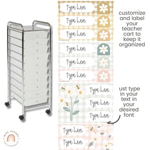 Teacher Trolley Labels 10 Drawer Cart Labels in Daisy Gingham Editable ...