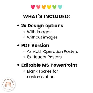 Math Operations Posters | RAINBOW BRIGHTS Classroom Decor - Etsy