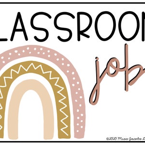 BOHO RAINBOW Classroom Jobs Display | Editable | Neutral Rainbow ...