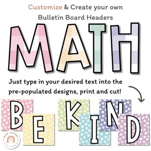 Bulletin Board Lettering Pack | Daisy Gingham Pastel Classroom Decor ...