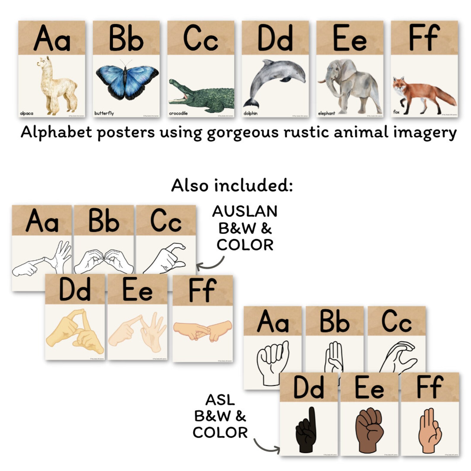 Rustic Modern Boho Alphabet Posters With Animal Images Editable - Etsy