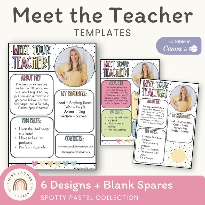 Meet the Teacher | Editable | Spotty Pastels Classroom Decor - Etsy UK