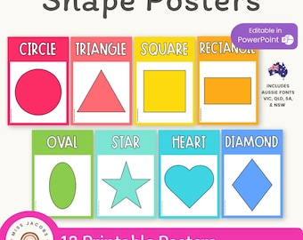 Shape Posters | Modern Simple Brights | Rainbow Classroom Decor ...
