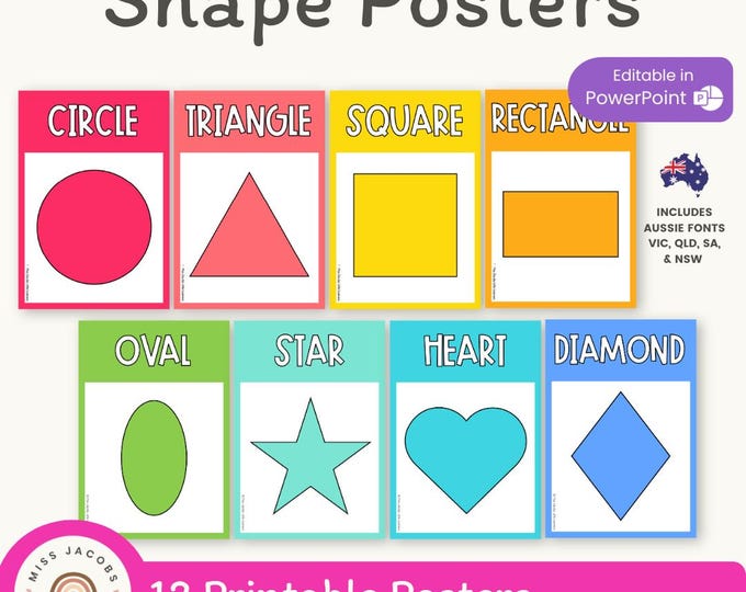 Shape Posters | Modern Simple Brights | Rainbow Classroom Decor ...
