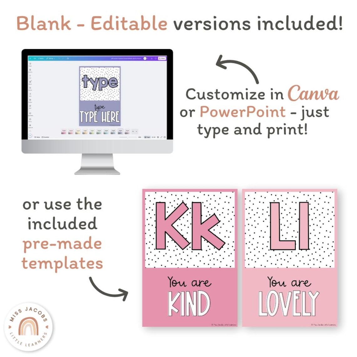 Spotty Pastel Affirmation Alphabet Posters, Rainbow Affirmations for ...