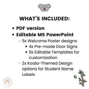 Koala Classroom Door Sign, Editable Welcome Posters + Name Labels or ...