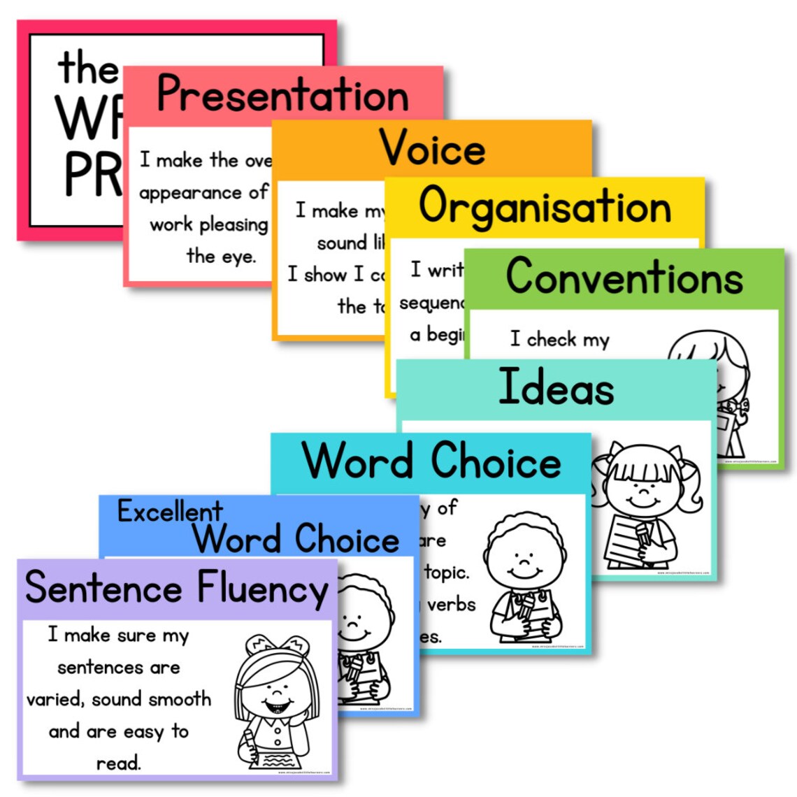 Writing Process Posters RAINBOW BRIGHTS - Etsy