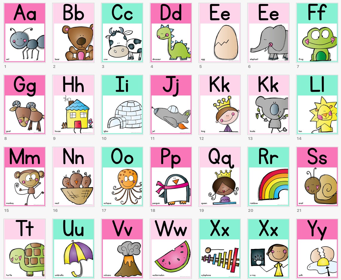 Cute Alphabet Posters Calming Modern Classroom Decor - Etsy