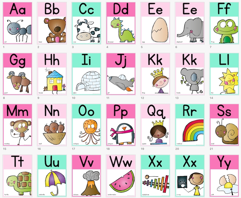 Cute Alphabet Posters Calming Modern Classroom Decor - Etsy