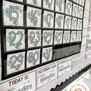 Classroom Calendar | Modern Jungle | Pocket Chart and Standard Size - Etsy