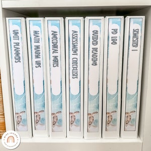 Binder Covers and Spines: Modern Ocean Classroom Folder Covers ...